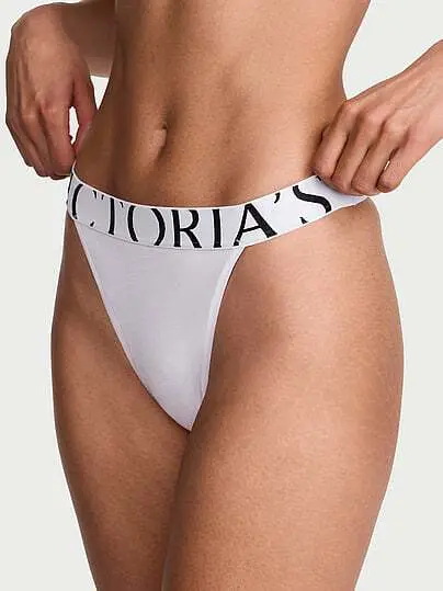 Victoria's Secret Cotton Exploded Logo 90s Brief Panty - White,ivory