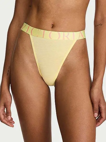Victoria's Secret Cotton Exploded Logo 90s Brief Panty - Yellow