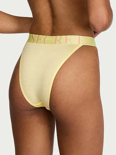 Victoria's Secret Cotton Exploded Logo 90s Brief Panty - Yellow