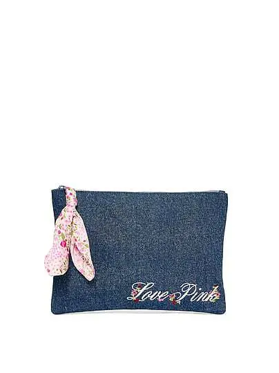 Pink Nylon Zip Pouch - Print