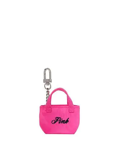Pink Mini Tote Keychain Charm - Pink