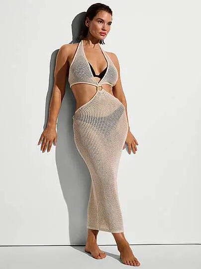 Victoria's Secret Crochet Midi Dress - White,ivory