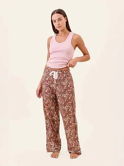 Victoria's Secret Papinelle Carly Cotton Wide Leg Pants - Floral