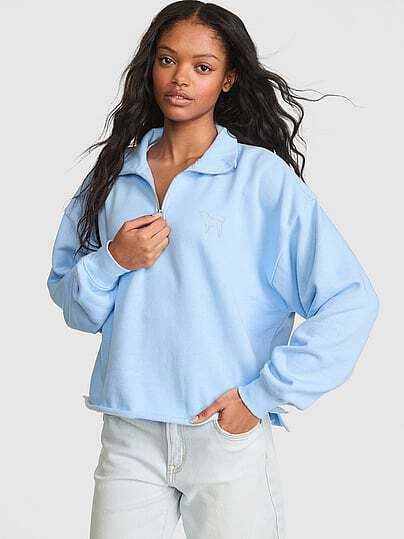 Pink Campus Fleece Quarter-zip Sweatshirt - Blue