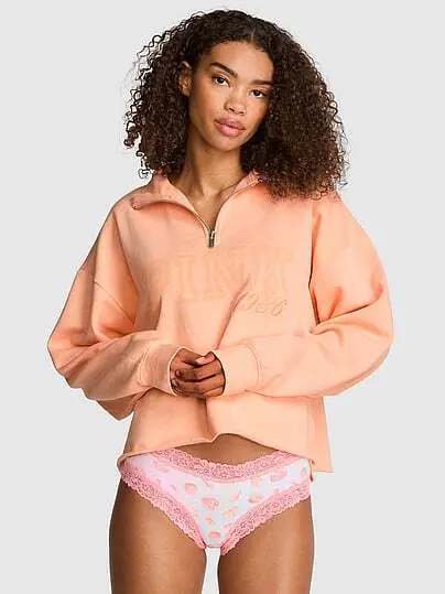 Pink Campus Fleece Quarter-zip Sweatshirt - Orange
