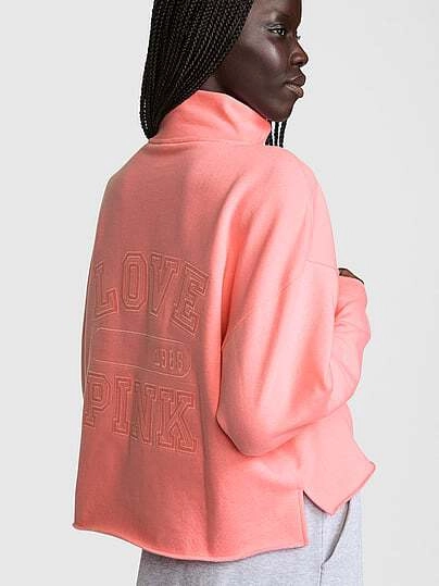 Pink Campus Fleece Quarter-zip Sweatshirt - Pink