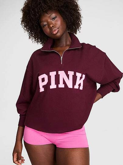 Pink Campus Fleece Quarter-zip Sweatshirt - Purple