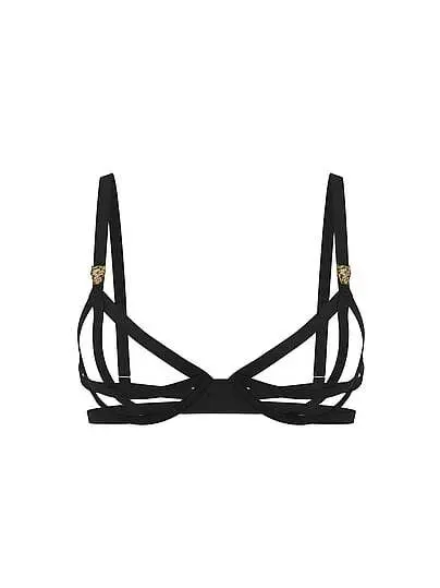 Victoria's Secret Very Sexy Shine Leo Hardware Strappy Open-cup Demi Bra - Black