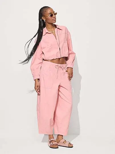 Pink Take It Easy Pull-on Barrel Pants - Pink