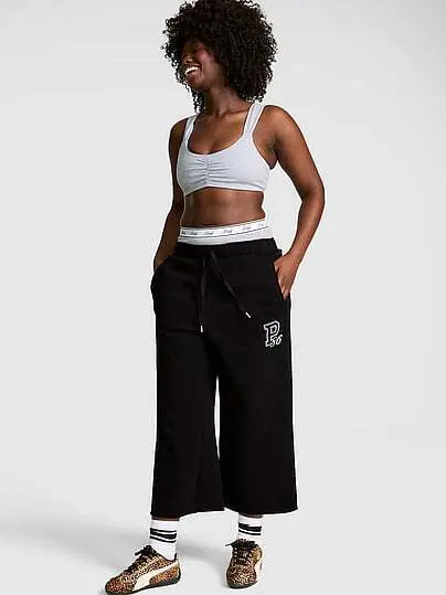 Pink Campus Fleece™ Cropped Wide-leg Sweatpants - Black