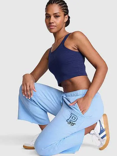 Pink Campus Fleece™ Cropped Wide-leg Sweatpants - Blue