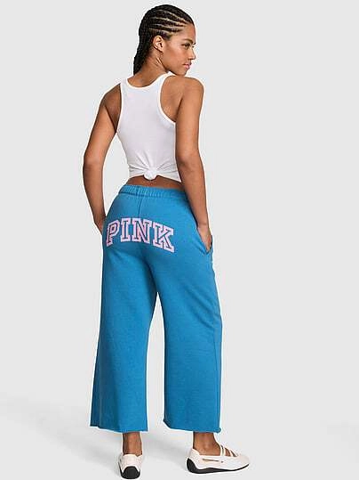Pink Campus Fleece™ Cropped Wide-leg Sweatpants - Blue