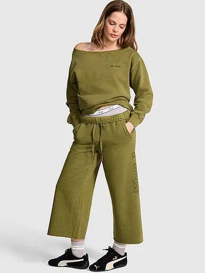 Pink Campus Fleece™ Cropped Wide-leg Sweatpants - Green
