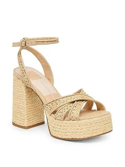 Pink Dolce Vita Danila Block Heel Sandals - Beige