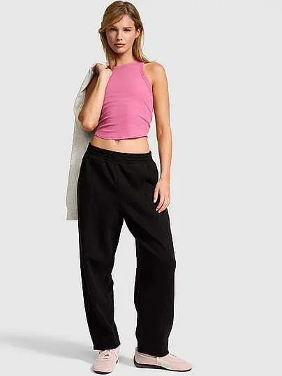 Pink Campus Fleece™ Seamed Barrel Sweatpants - Black