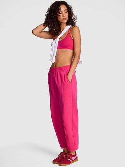 Pink Campus Fleece Seamed Barrel Sweatpants - Pink