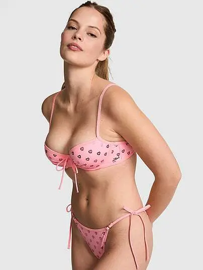 Pink Scrunch Push-up Bikini Top - Print