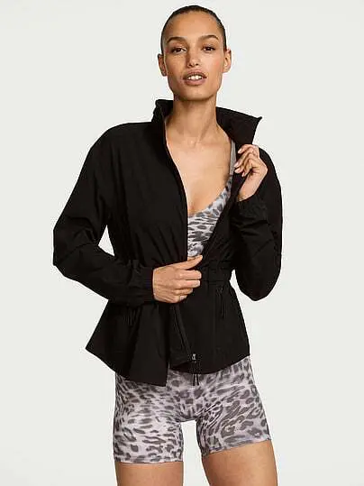 Victoria's Secret Vsx Activeflex Cinched Full-zip Jacket - Black