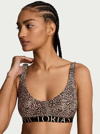 Victoria's Secret The T-shirt Cotton Exploded Logo Unlined Plunge Bralette - Print