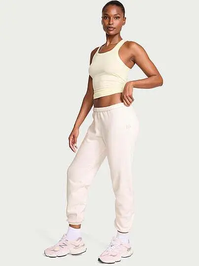 Victoria's Secret Angel Essentials Slim Fleece Jogger Sweatpant - White,ivory