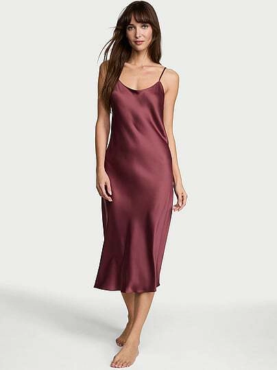 Victoria's Secret Satin Slip Midi Dress - Pink