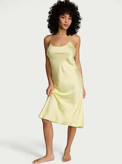 Victoria's Secret Satin Midi Slip Dress - Yellow