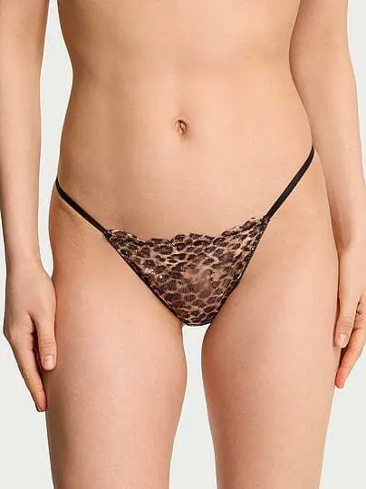 Victoria's Secret Very Sexy Geo Leo Embroidery String Brazilian Panty - Print
