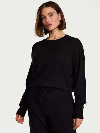 Victoria's Secret Luxe Knit Crewneck - Black