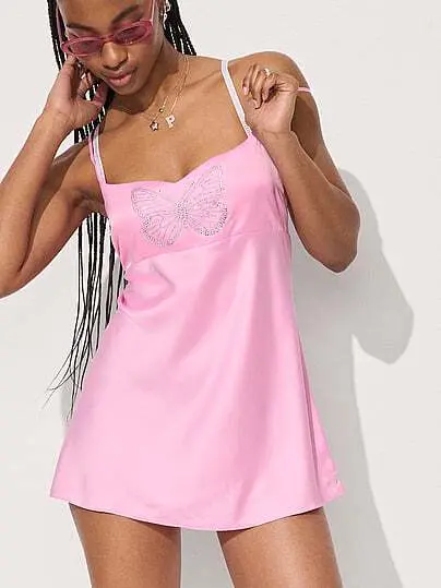 Pink Grw ™ Satin Slip Mini Dress - Pink
