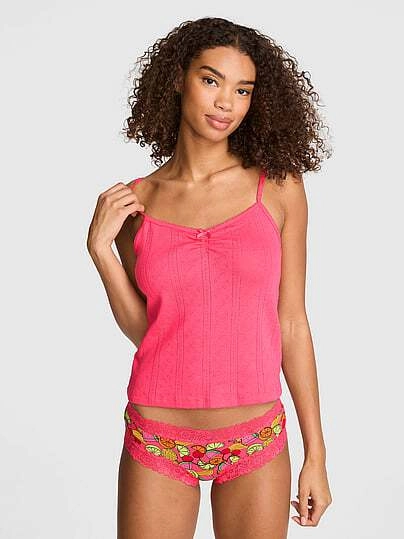 Pink Pointelle Sweetheart Cami - Pink