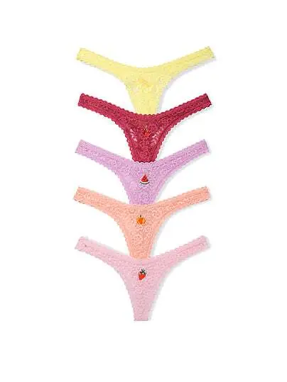 Victoria's Secret 5-pack Lacie Fruity Ultra-mini Scoop Thong Panties - Print