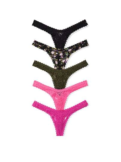 Victoria's Secret 5-pack Lacie Ultra-mini Scoop Thong Panties - Print