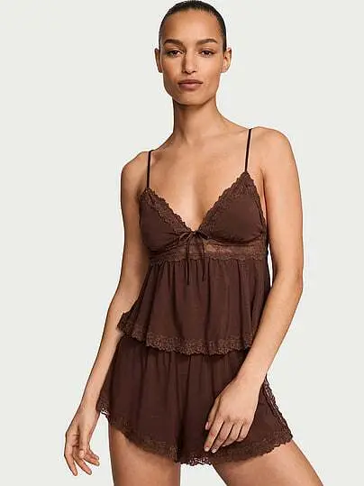 Victoria's Secret Sosoft™ Modal Lace-trim Cami & Shorts Set - Brown