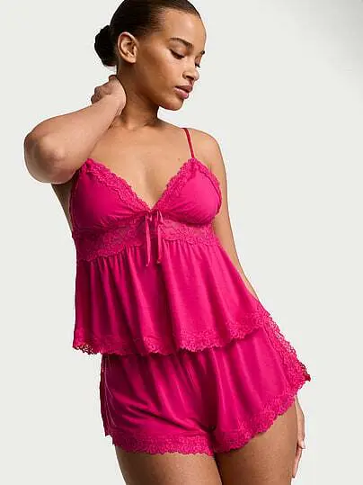 Victoria's Secret Modal Lace-trim Cami & Shorts Set - Pink