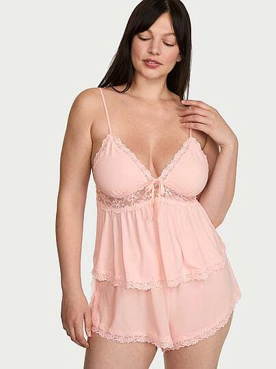 Victoria's Secret Modal Lace-trim Cami & Shorts Set - Pink