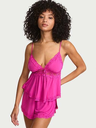 Victoria's Secret Modal Lace-trim Cami & Shorts Set - Pink
