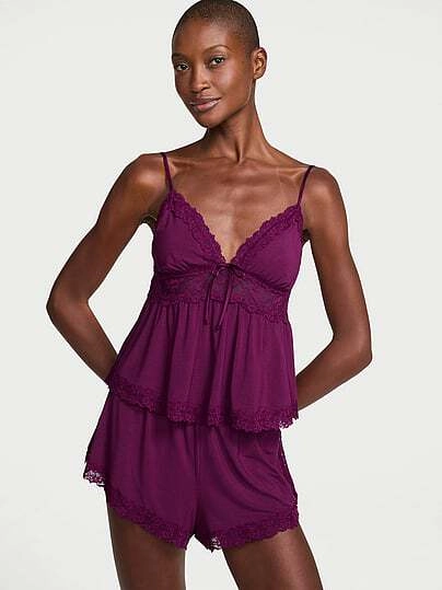 Victoria's Secret Modal Lace-trim Cami & Shorts Set - Purple