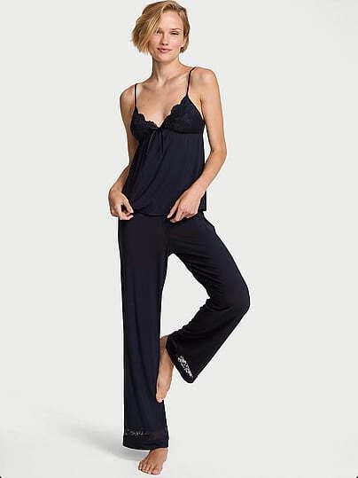 Victoria's Secret Modal Lace-trim Cami & Pants Set - Blue