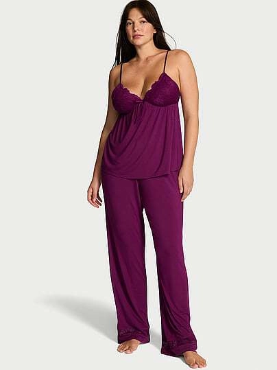 Victoria's Secret Modal Lace-trim Cami & Pants Set - Purple