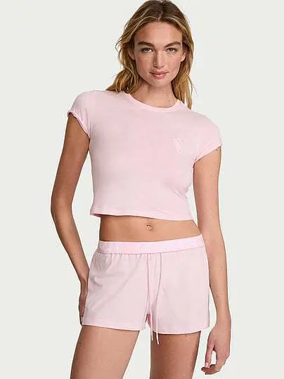 Victoria's Secret Cotton Short Pajama Set - Pink
