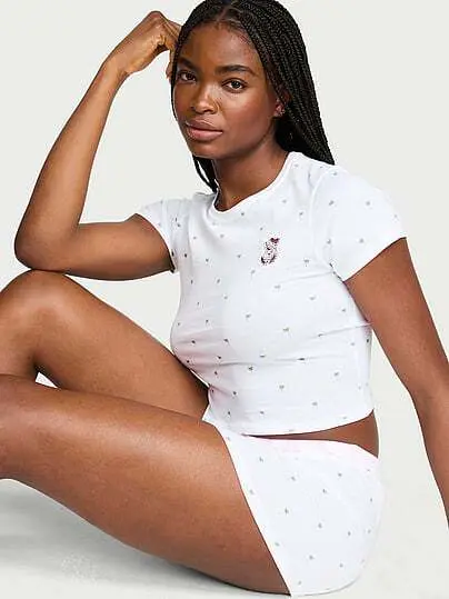 Victoria's Secret Cotton Short Pajama Set - Print