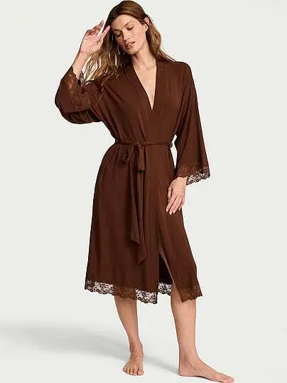 Victoria's Secret Sosoft™ Modal Lace-trim Robe - Brown