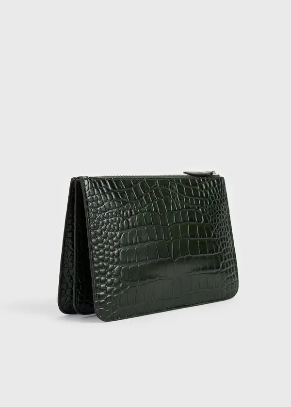 TOTEME Threefold Croco-embossed Clutch