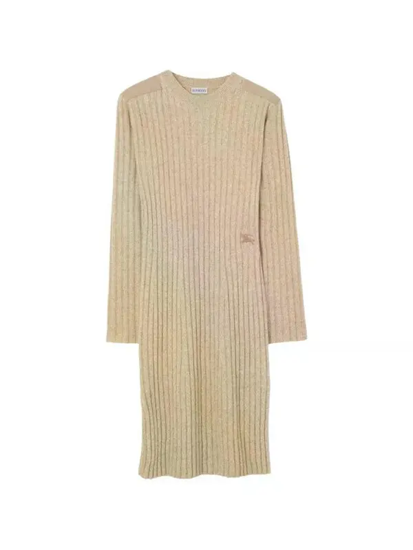 Burberry Rib-knit Wool Cashmere Dress With Equestrian Knight Design