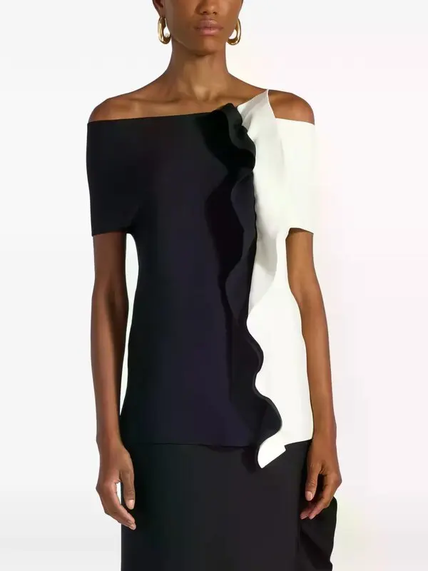 Liviana Conti Knit Off-shoulder Top With Ruffle Detail