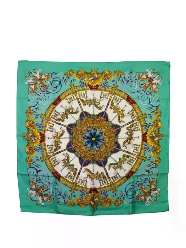 Hermès 1986-1998 Luna Park Silk Scarf 90 Scarves - Green
