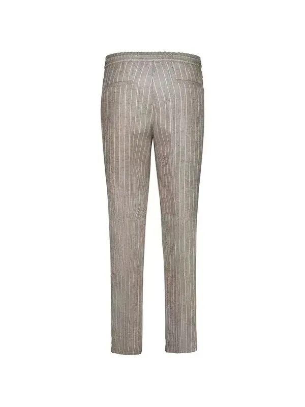 Brunello Cucinelli Striped Linen Drawstring Trousers