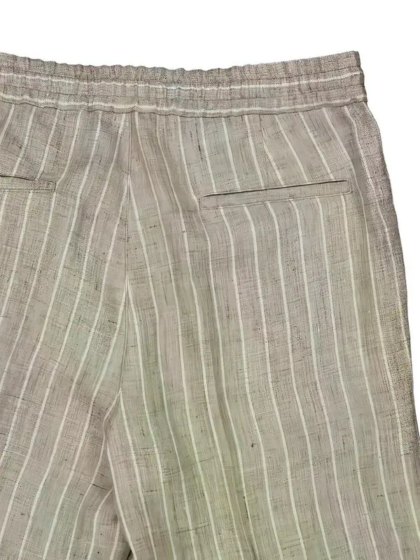 Brunello Cucinelli Striped Linen Drawstring Trousers