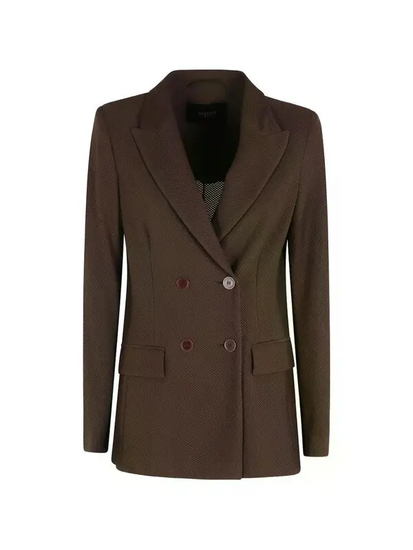 Seventy Double-breasted Textured Blazer - Brown