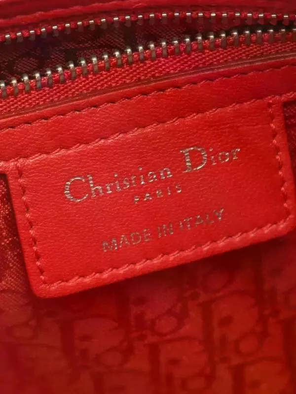 Dior 2011 Large Lambskin Cannage Lady Satchel - Red